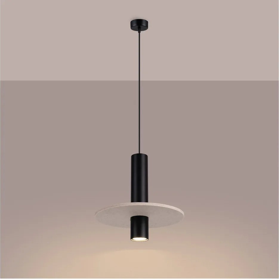 Černé/béžové kovové závěsné svítidlo ø 30 cm Olisa – Sollux