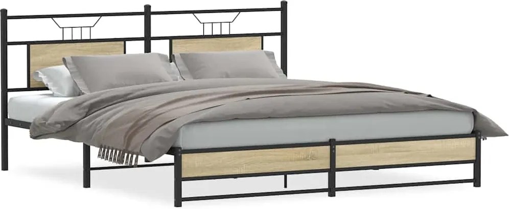 Kovový rám postele bez matrace dub sonoma 183 x 213 cm 3325121