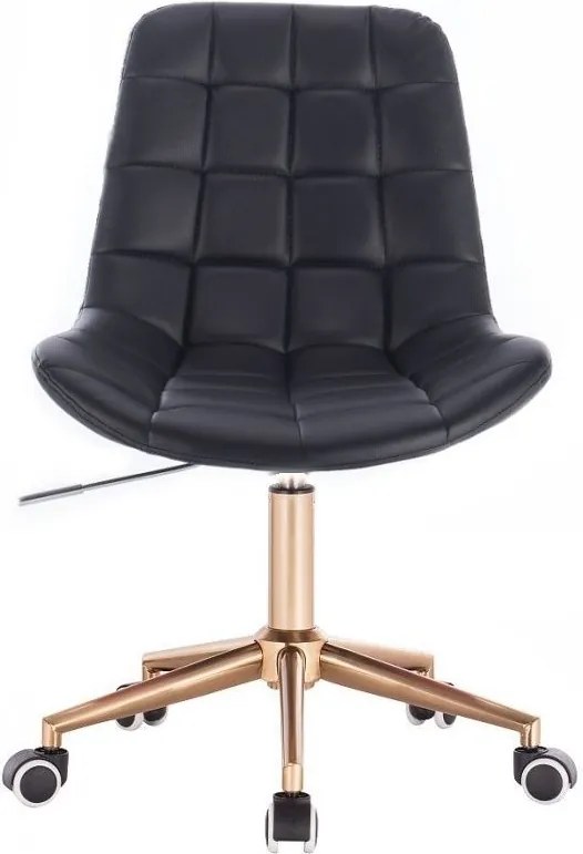 LuxuryForm DESIGN Otočná židle PARIS na zlaté podstavě s kolečky - černá