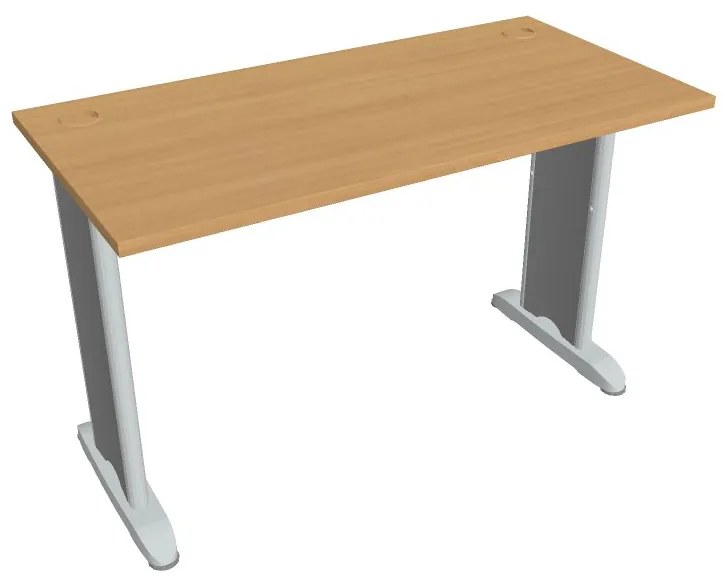 Stůl pracovní rovný 120 cm hl. 60 cm - Hobis Flex FE 1200 Dekor stolové desky: buk, Barva nohou: Stříbrná