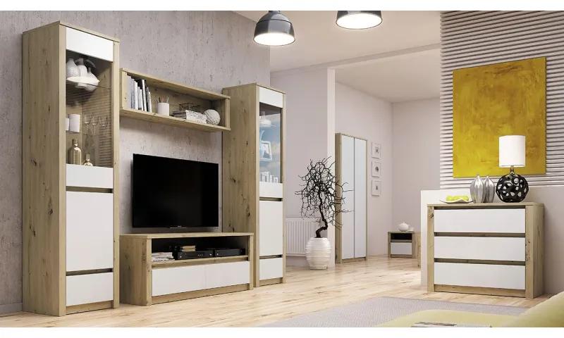 Moderní nábytková sestava do obývacího pokoje Nicenna I, Osvětlení: bez osvětlení, 127-barva: dub artisan / šedá
