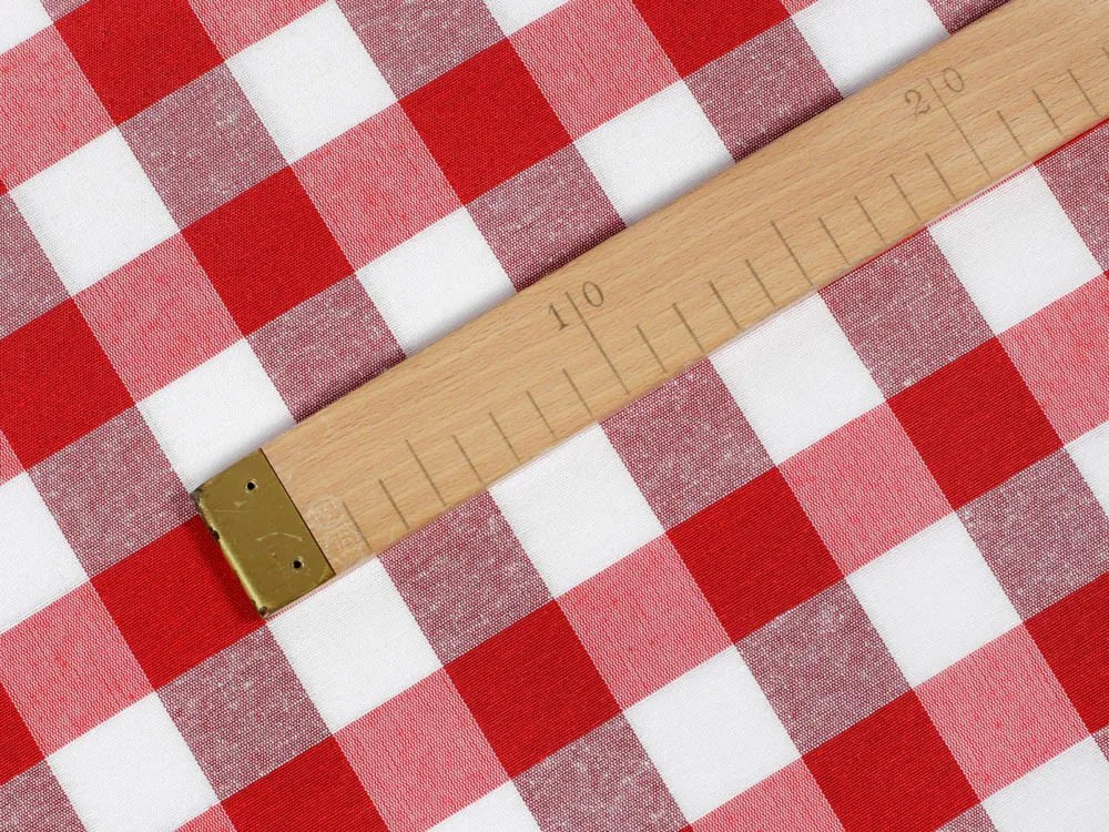 Biante Dekorační běhoun na stůl Rebeka RE-001 Červeno-bílá kostka velká 35x140 cm