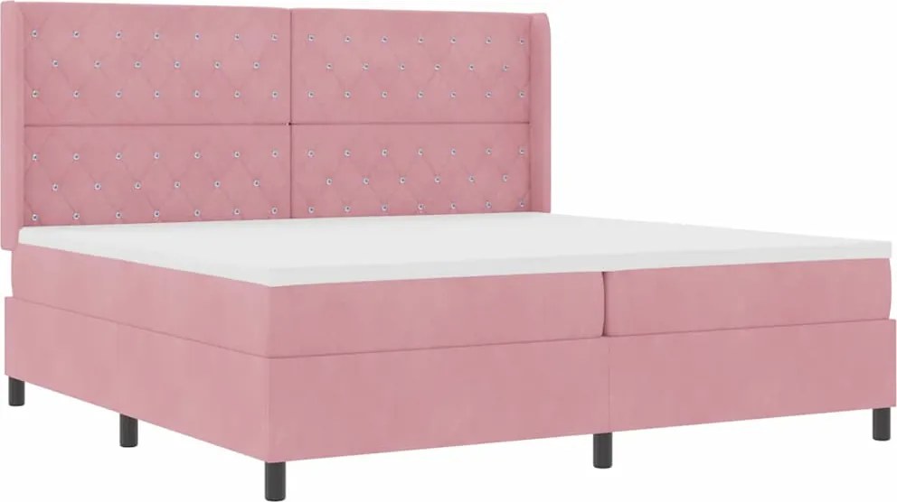 Postel s boxspringem s matrací s čelo Růžová 200 x 200 cm samet 3341977