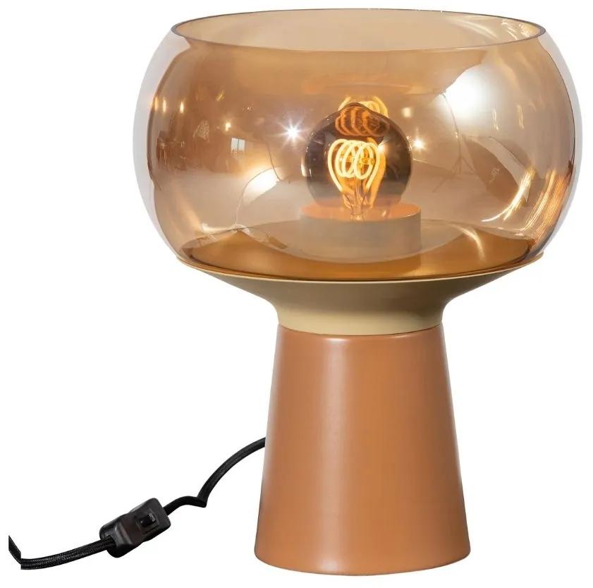 Hoorns Žlutá kovová stolní lampa Boletus ø 24 cm