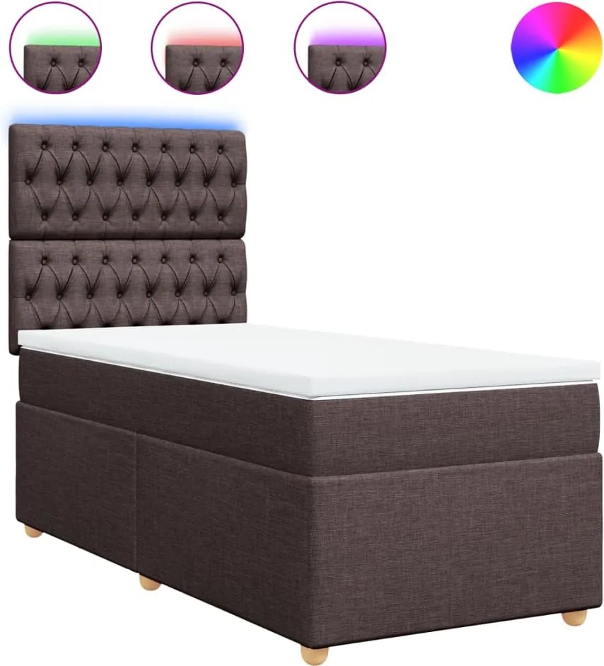 Box spring postel s matrací tmavě hnědá 90x200 cm textil 3293473