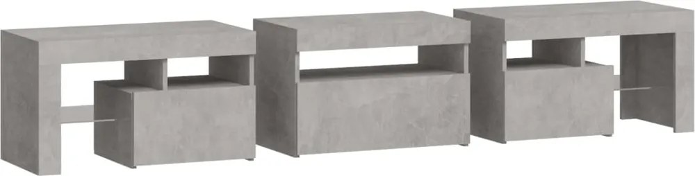 TV skříňka s LED osvětlením betonově šedá 200x36,5x40 cm 3152813