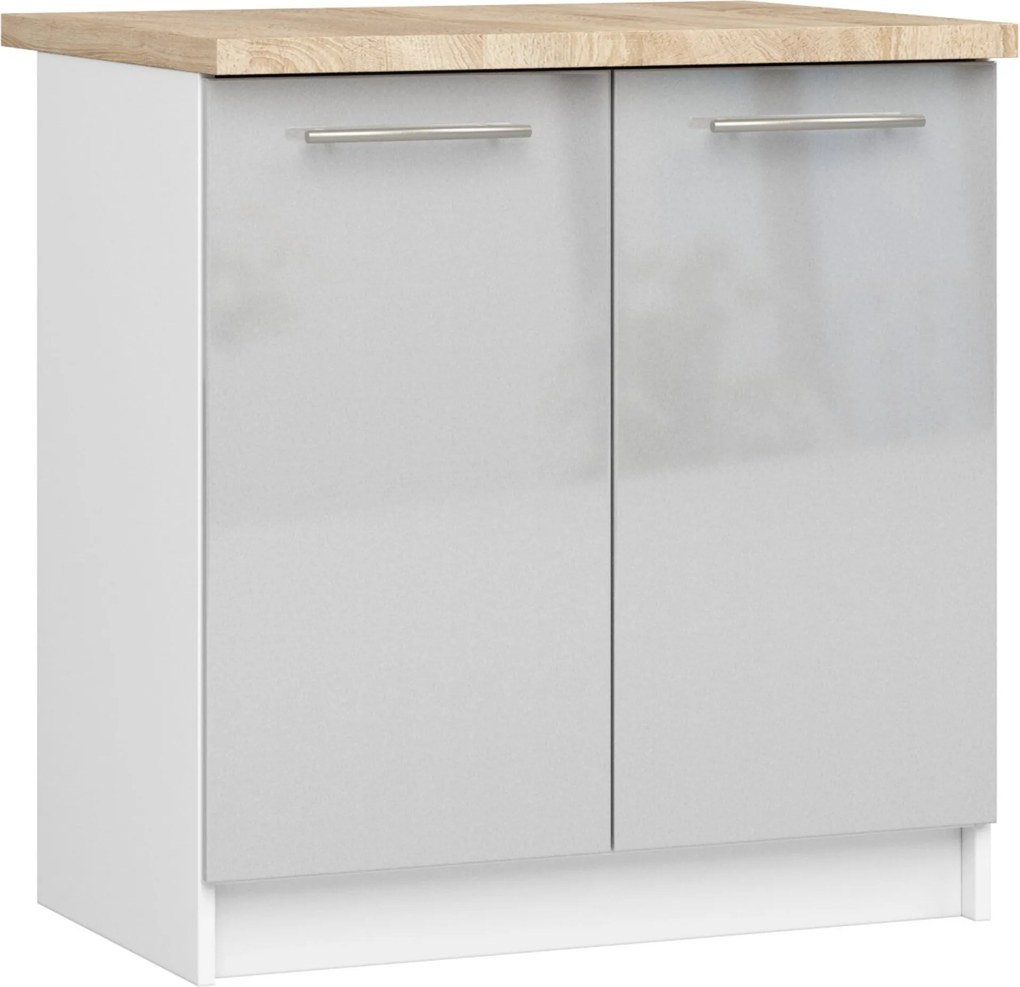 Kuchyňská skříňka Olivia S80 2D bílá/metalický lesk