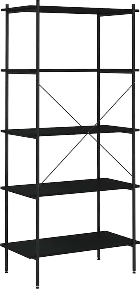 Policový regál s 5 policemi černý 80 x 40 x 163 cm 336347