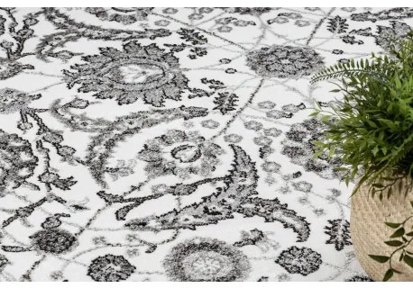 koberec MATEO 8037/644 Moderní rám, květiny strukturální šedá velikost 140x190 cm | krásné koberce cz