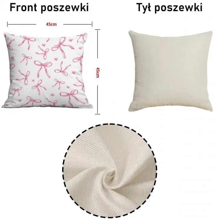 Flamenco Mystique Povlak na polštář 45x45 cm bílý a růžový s motivem BOWS POD228