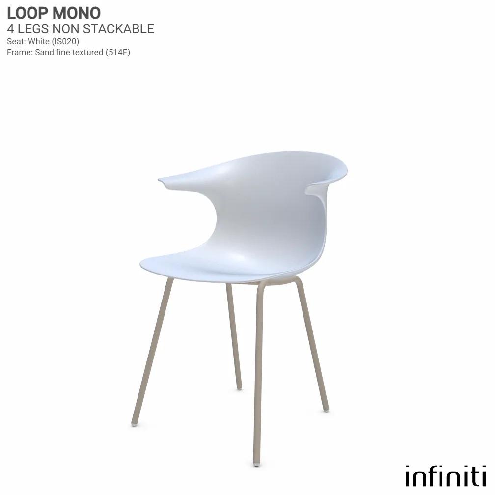 Židle Loop Mono - nestohovatelná Barva kovové konstrukce: Sand 514F, Barva sedáku a opěradla z recyklovaného plastu: white IS020