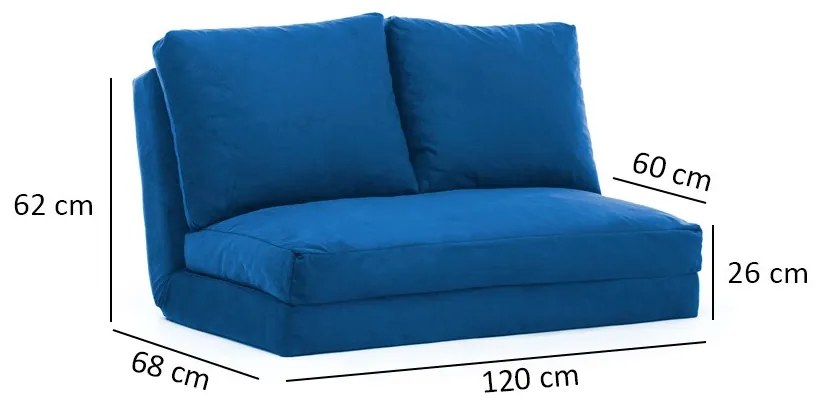 Designová rozkládací pohovka Wandella 120 cm modrá