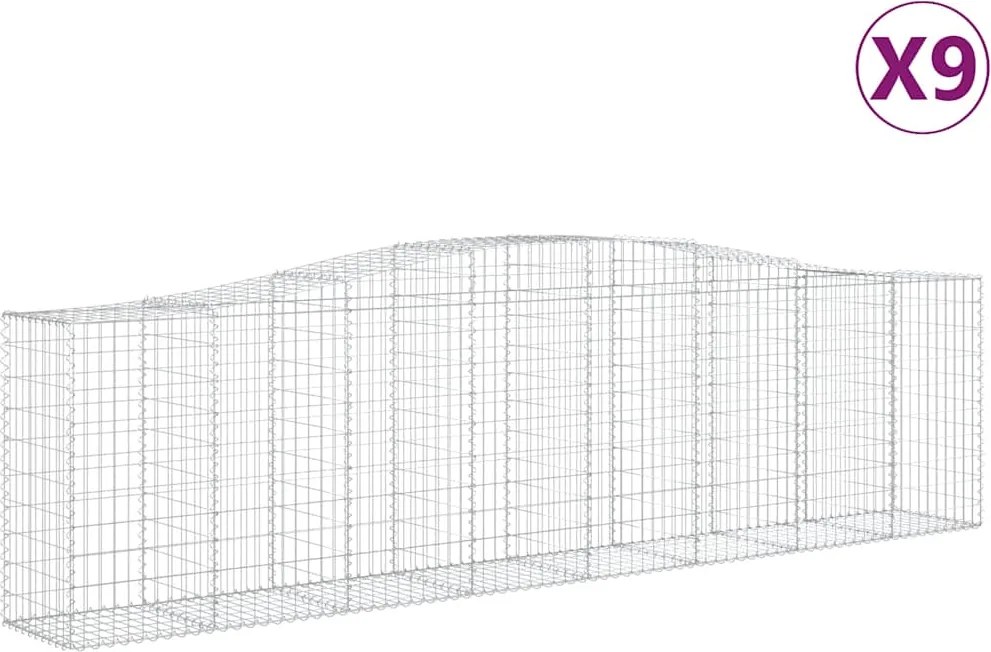 Klenuté gabionové koše 9 ks 400x50x100/120cm pozinkované železo 3145963