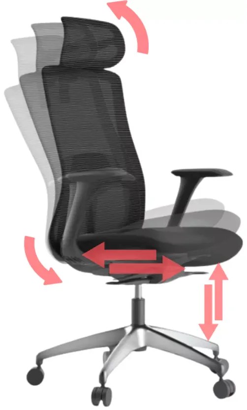 MERCURY STAR Kancelářská ergonomická židle WISDOM s podhlavníkem — síť, černý plast, nosnost 150 kg černá