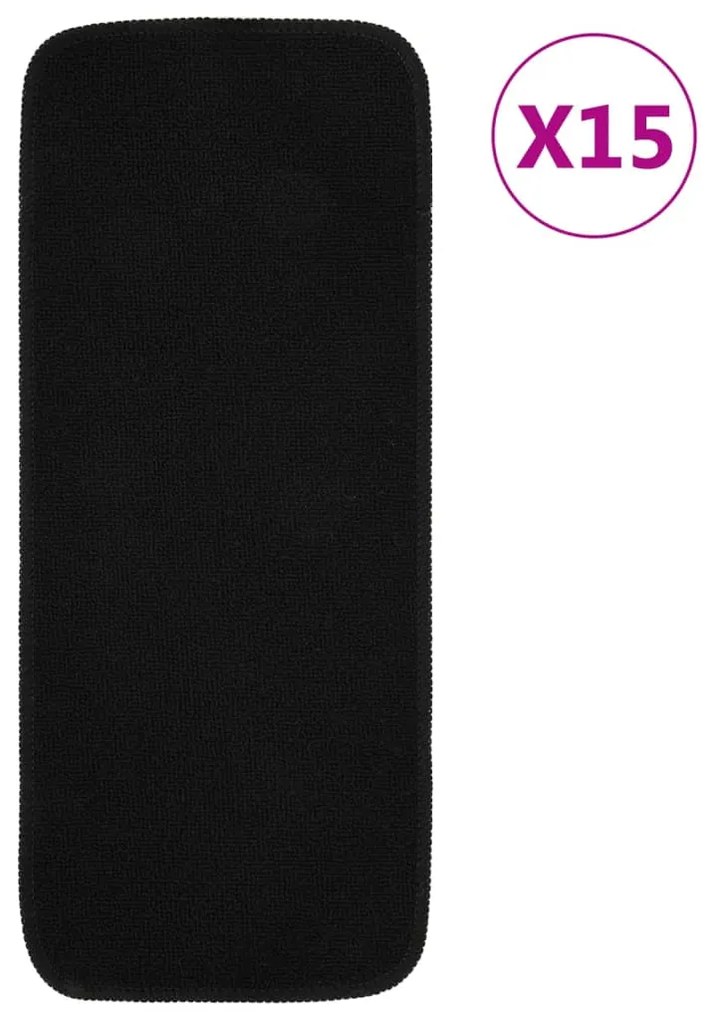 Protiskluzové nášlapy na schody 15 ks 60x25cm černé obdélníkové 340392