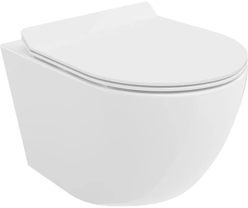 Mexen LENA Rimless, závěsná WC mísa se sedátkem pomalu-padajícím SLIM, 48 x 36 cm, bílá, 30224000