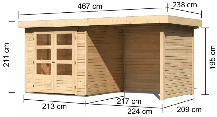 Dřevěný zahradní domek ASKOLA 2 s přístavkem 240 Lanitplast Antracit