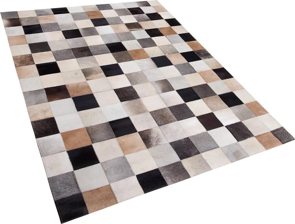 Hnědý kožený patchwork koberec 160x230 cm SOKE