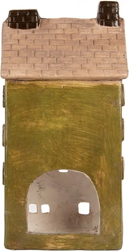 Zelený domek svícen na čajovou svíčku Homely - 20*17*39 cm
