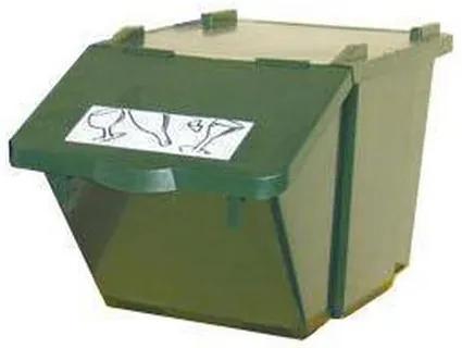 Plastový odpadkový koš na tříděný odpad, objem 45 l, zelený