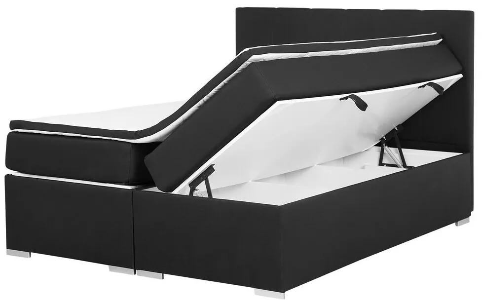 Čalouněná kontinentální postel 160 x 200 cm černá LORD Beliani