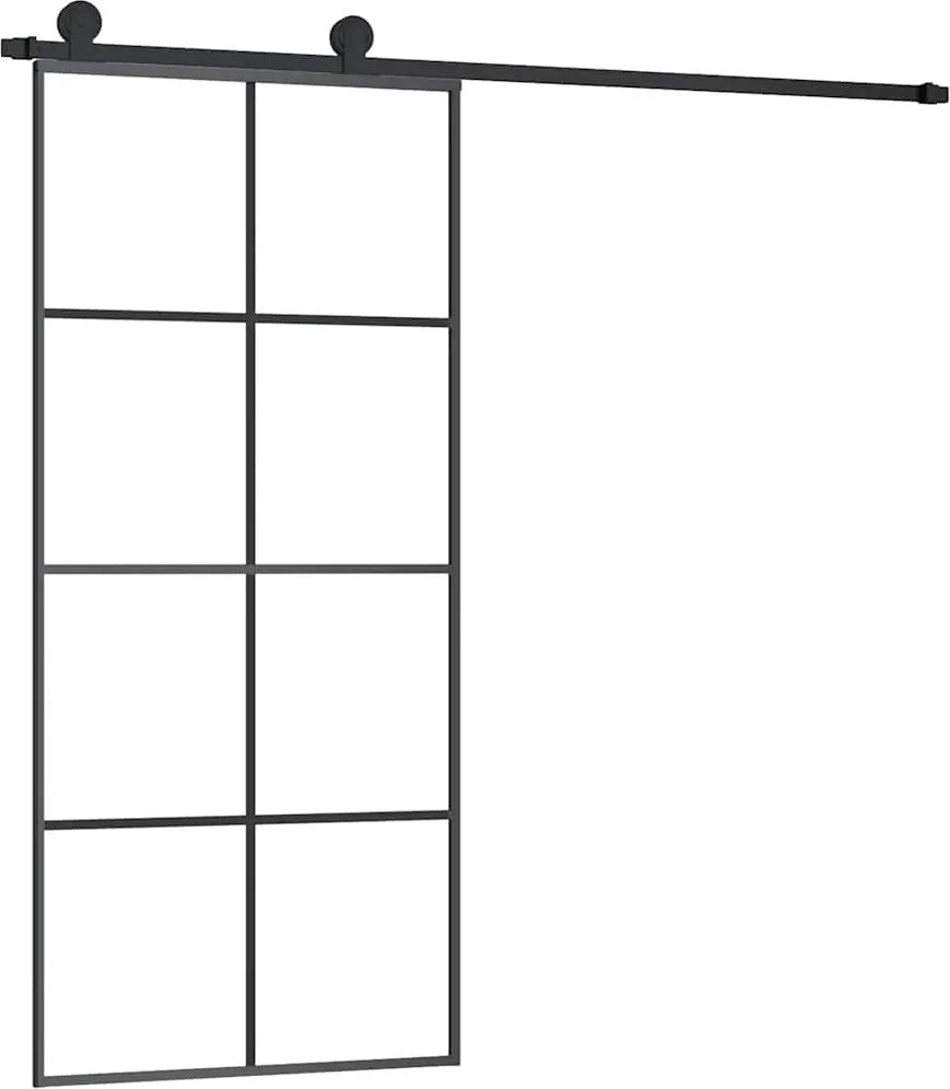 Posuvné dveře s kováním 90x205 cm ESG sklo a hliník 3152142