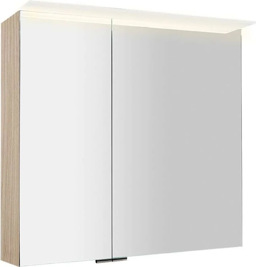 Sapho Linex - Zrcadlová skříňka s LED osvětlením 80x70x15 cm, 2x dvířka, jilm bardini LX080-0013