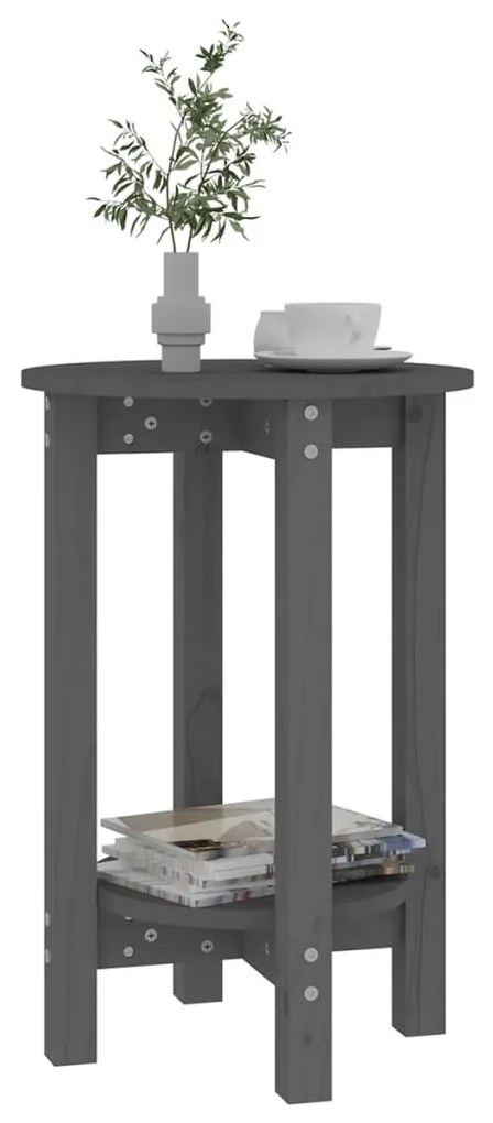 Konferenční stolek šedý Ø 40 x 60 cm masivní borové dřevo - Default Title