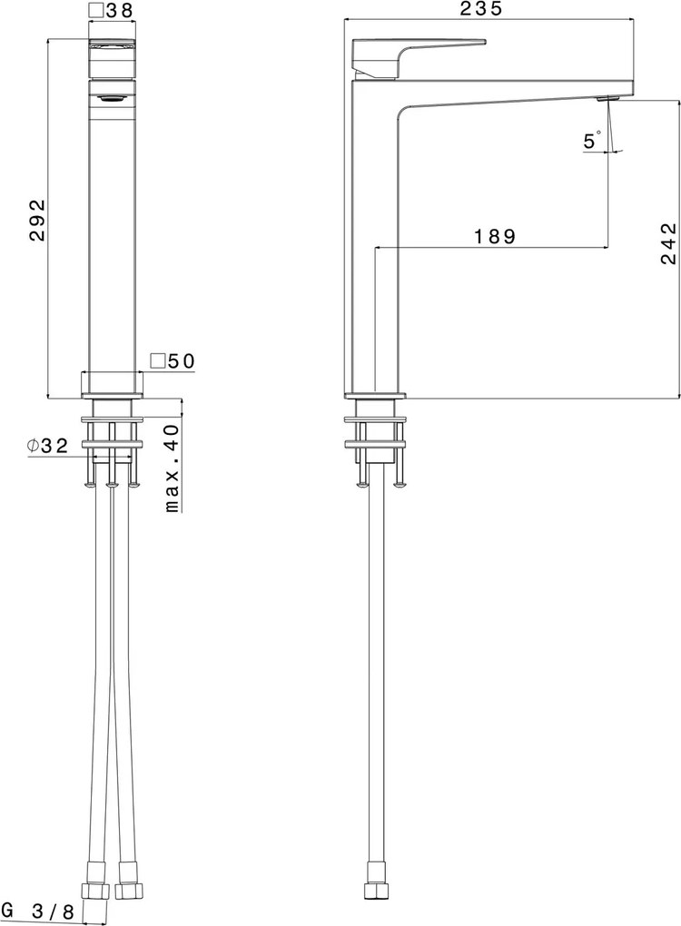Sapho Dimy DM006BL umyvadlová baterie stojánková vysoká černá mat