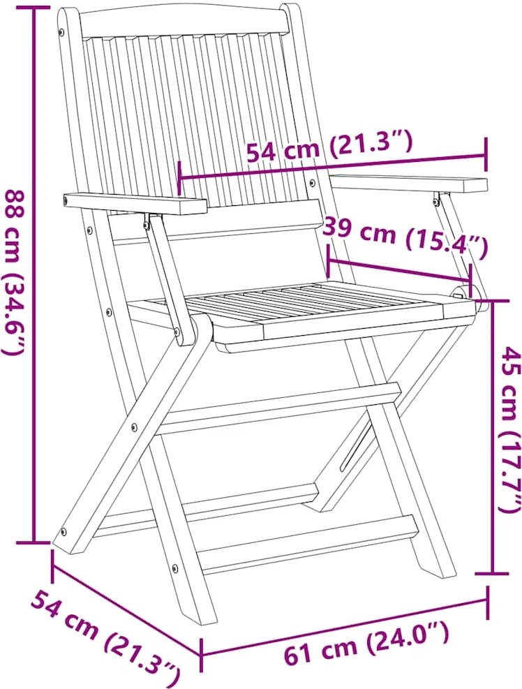 Skládací židle 8 ks 54,5x58x90 cm Masivní akácie 3214231