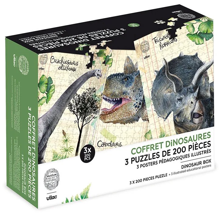 Vilac Sada 3 puzzle dinosaurů