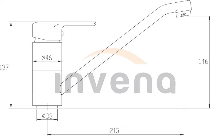 Invena Verso, stojánková dřezová baterie s otočnou výlevkou 215 mm, chromová, INV-BZ-82-002-C