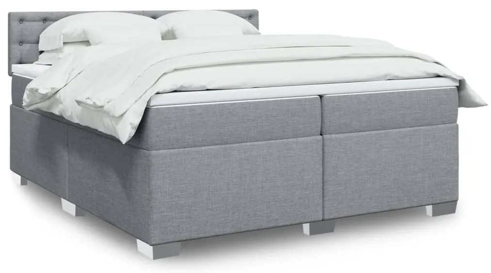 Box spring postel s matrací světle šedá 200 x 200 cm textil 3288309