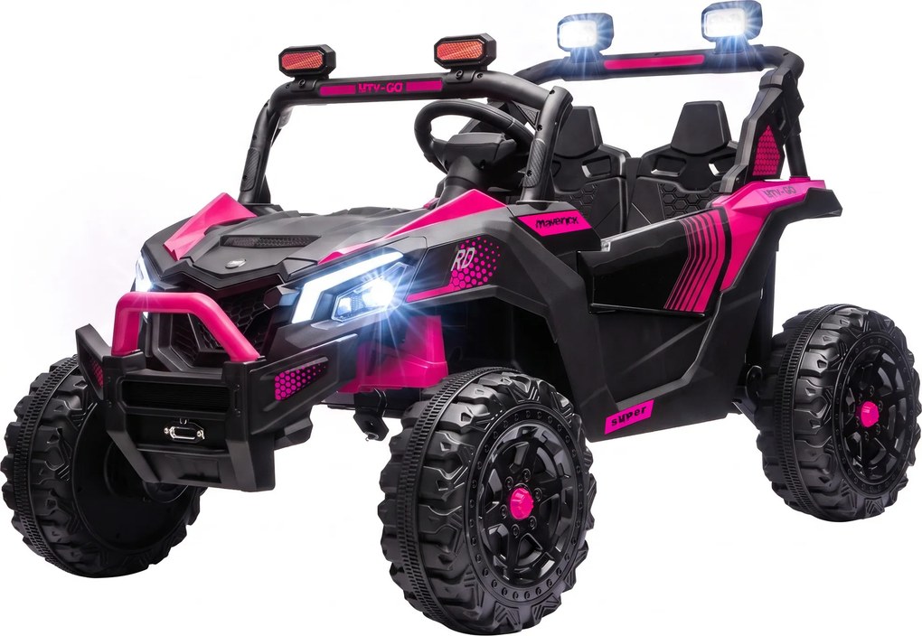 AIYAPLAY Dětské elektrické auto UTV pro dva, růžové