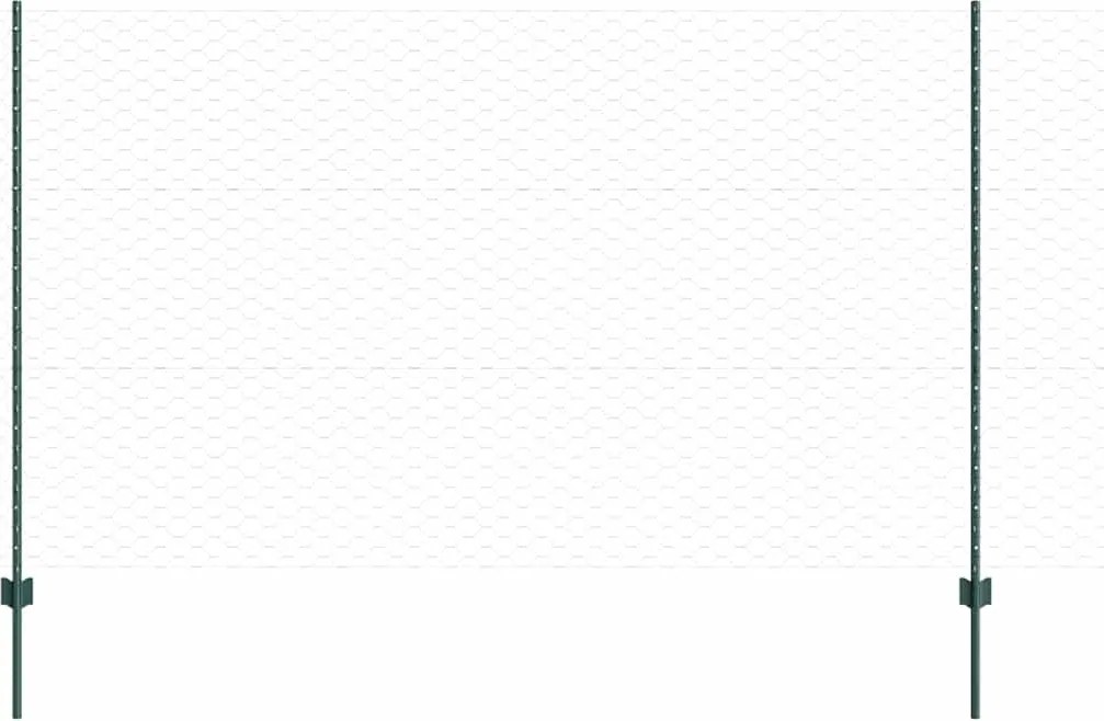 Hexagonální plot s podpěrou 10 x 1,4 m Ocel potažená PVC Zelená 3336691