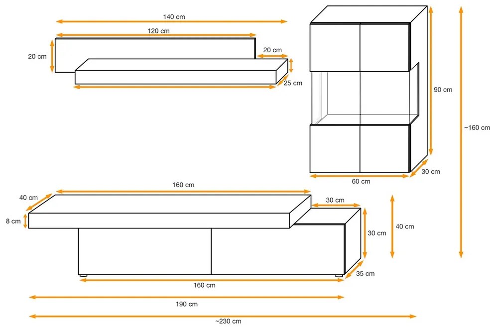 Casarredo Obývací stěna CAVIA dub riviera/beton