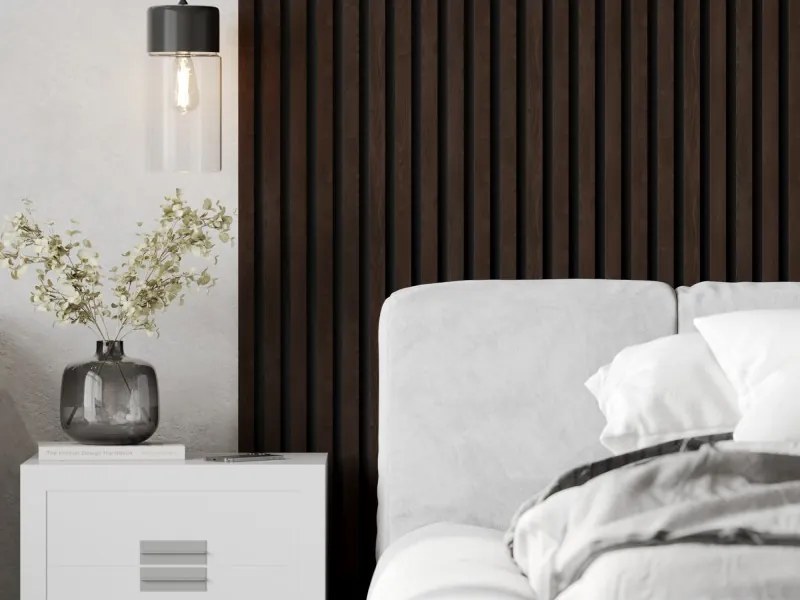 Mexen Lam-F, akustické stěnové lamely 275 × 30 cm, plstěný podklad 8 mm, technická dýha, eben hnědý, S105-275307-3015-022