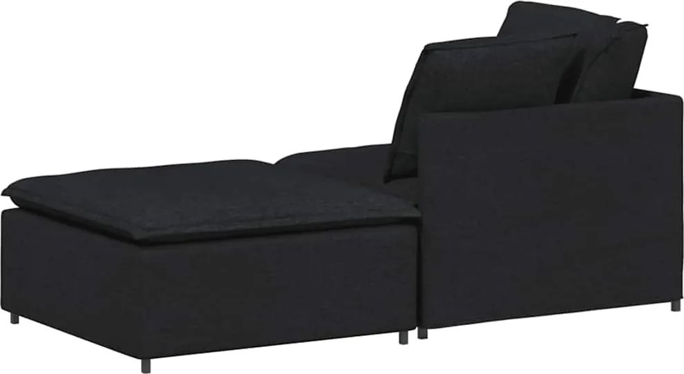 Modulární pohovka s podnožkou&polštáře černá látka 3321209