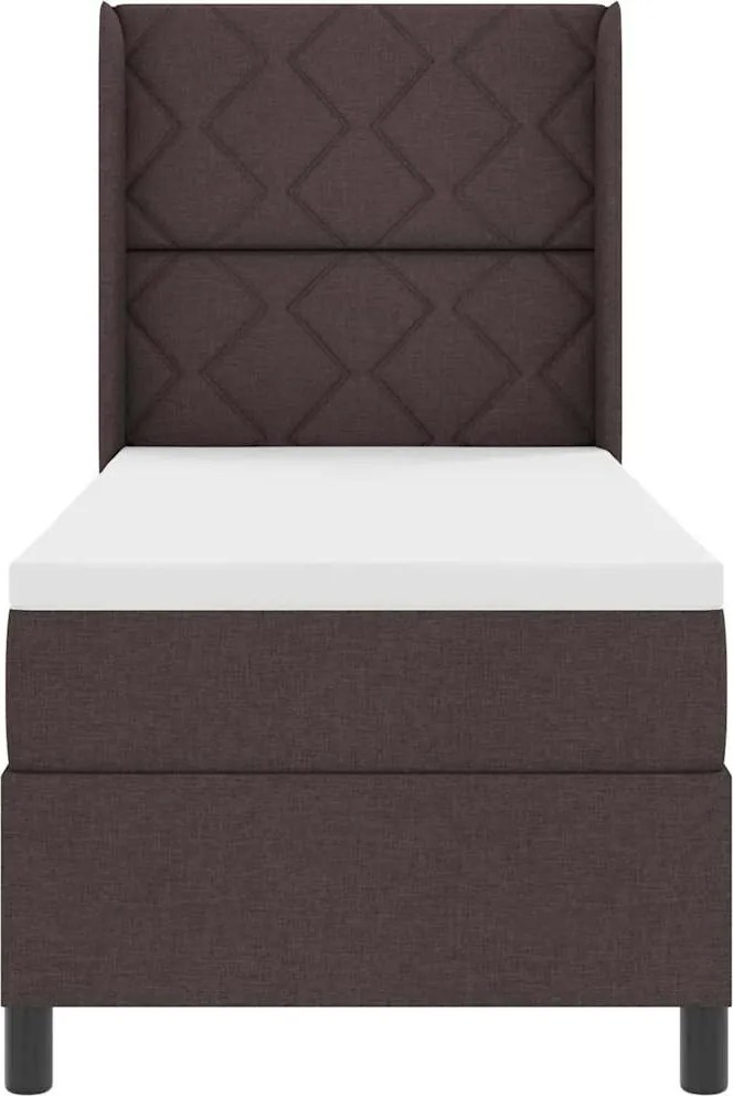 Postel s boxspringem s polštářem Tmavě hnědá 190 x 90 cm textil 3341682