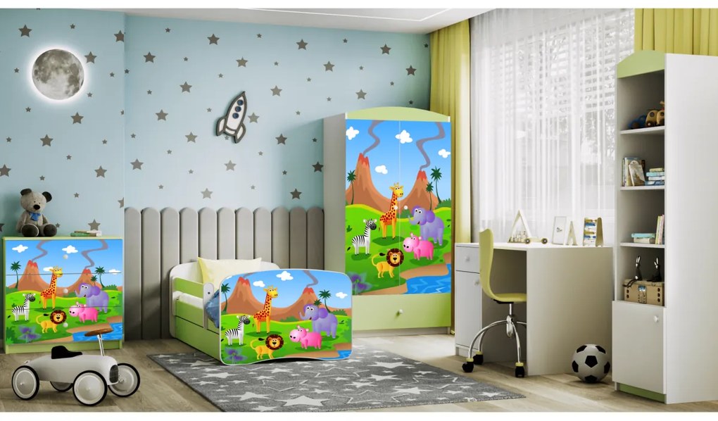 Dětská skříň Babydreams 90 cm safari zelená