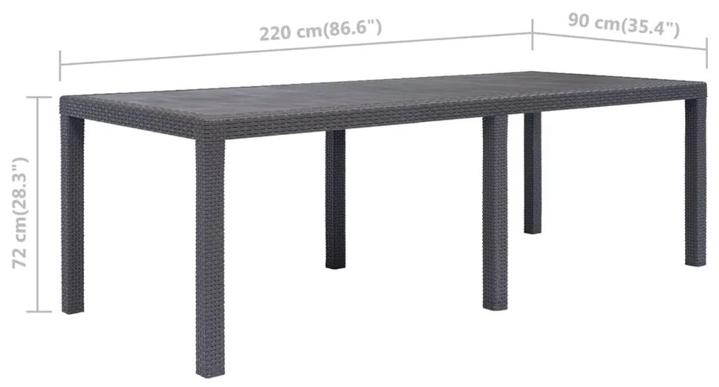 vidaXL Zahradní stůl hnědý 220 x 90 x 72 cm plastový ratanový vzhled