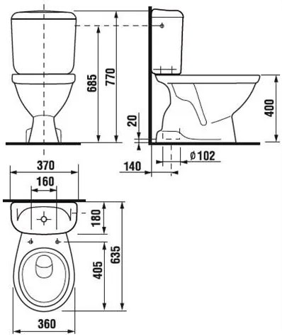 JIKA Euroline WC kombi klozet s hlubokým splachováním, svislý odpad, H8602730007873