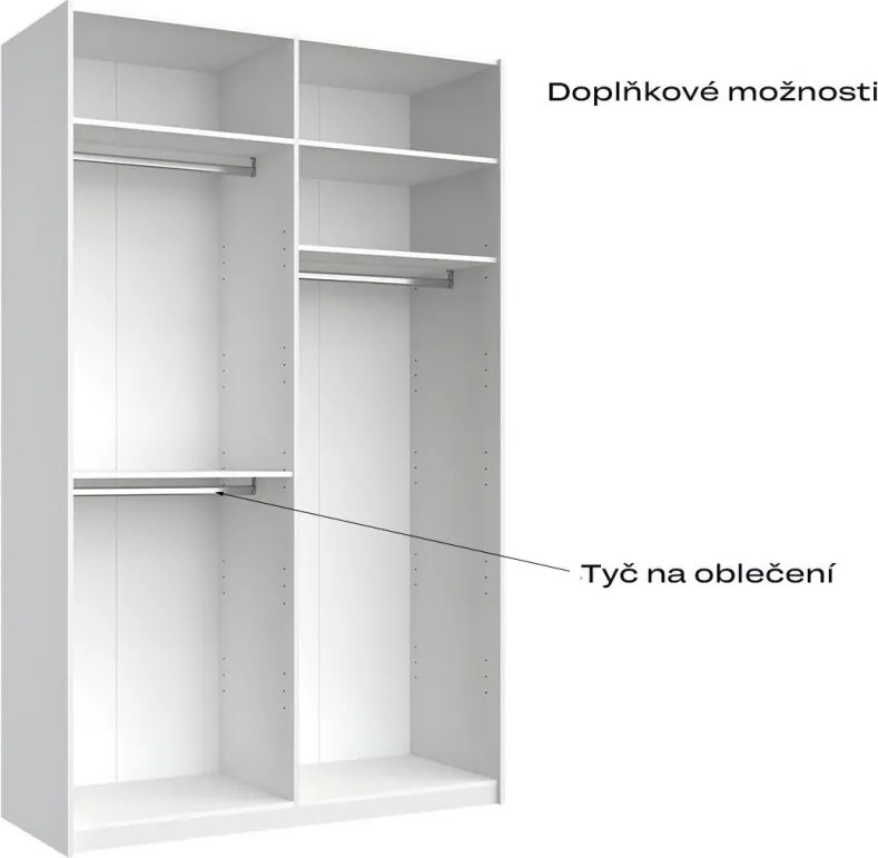 Skříň s posuvnými dveřmi 1,5x2,4 m (Dveře Lesklá Bílá), série N Family