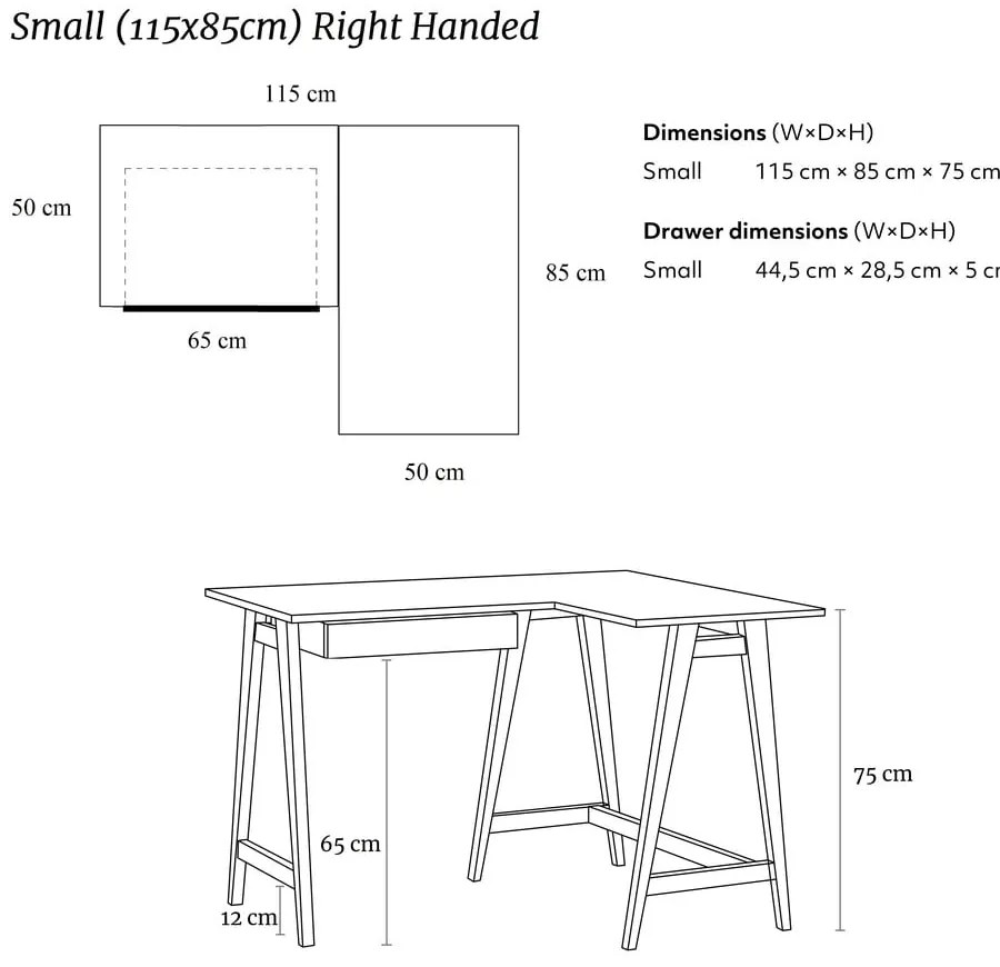 Pracovní stůl s bílou deskou 85x115 cm Luka – Ragaba