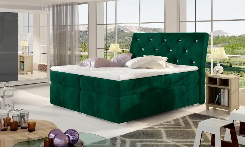 Boxspingová postel Marvin, zelená 160x200cm (kronos 19/BLN 03)
