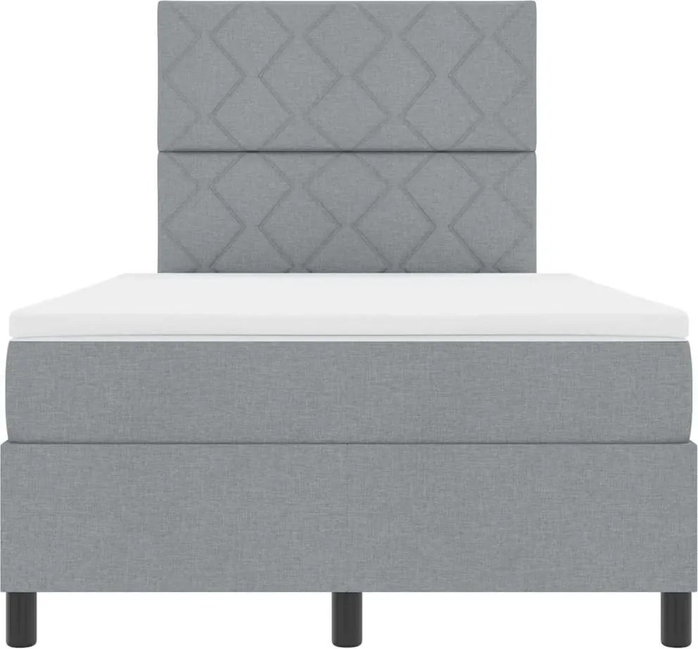 Postel s boxspringem s čelo Světle šedá 120 x 190 cm textil 3339448
