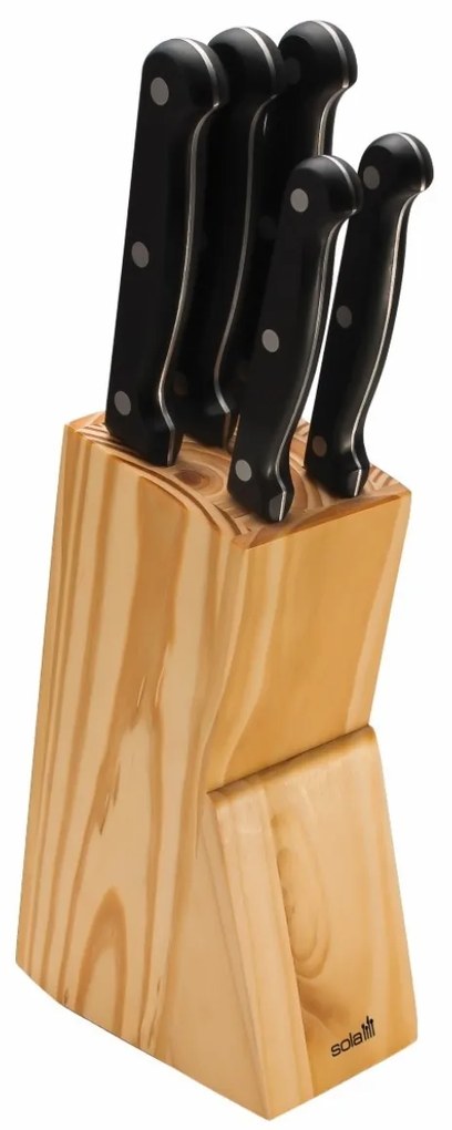 Sada nožů SOLA KNIFE v dřevěném bloku, 6 ks