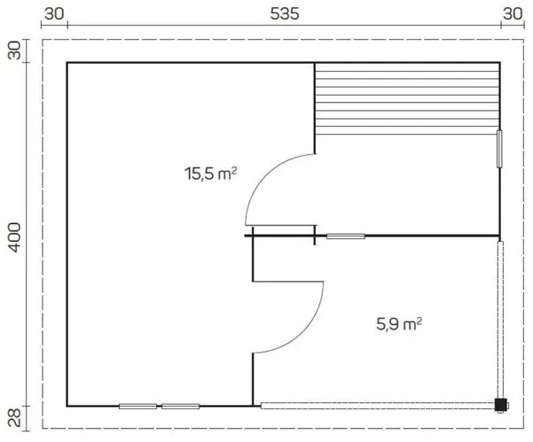 Sauna SCARLET 555x420cm, 70mm