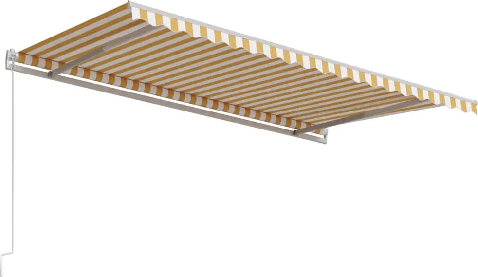 Automatická zatahovací markýza 450 x 300 cm žlutobílá 3068928