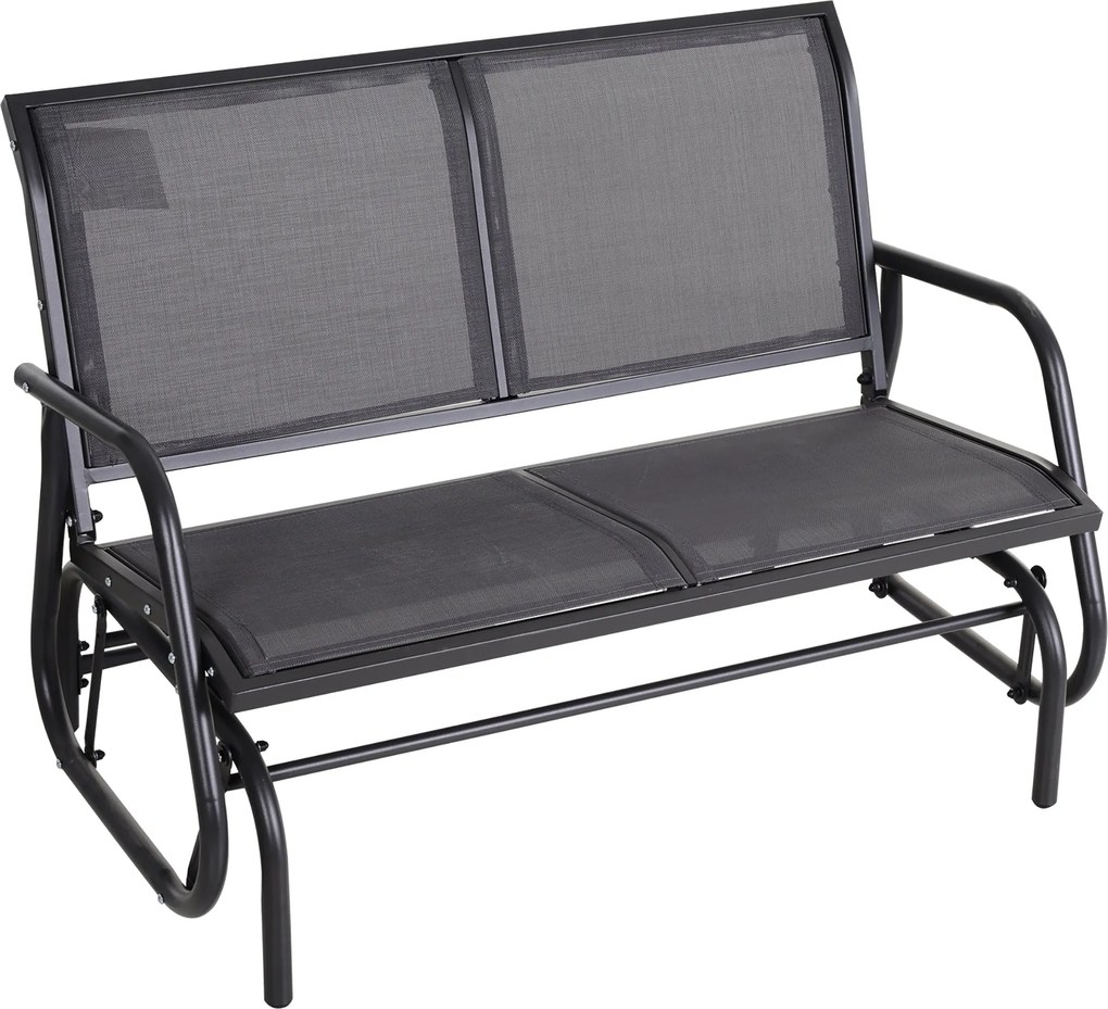Outsunny Zahradní Houpací Lavice pro 2 Osoby s Houpacím Mechanismem, Vyrobená z Kovové Konstrukce, Nosnost až 200 kg, Zahradní Nábytek pro Zahradu, Te
